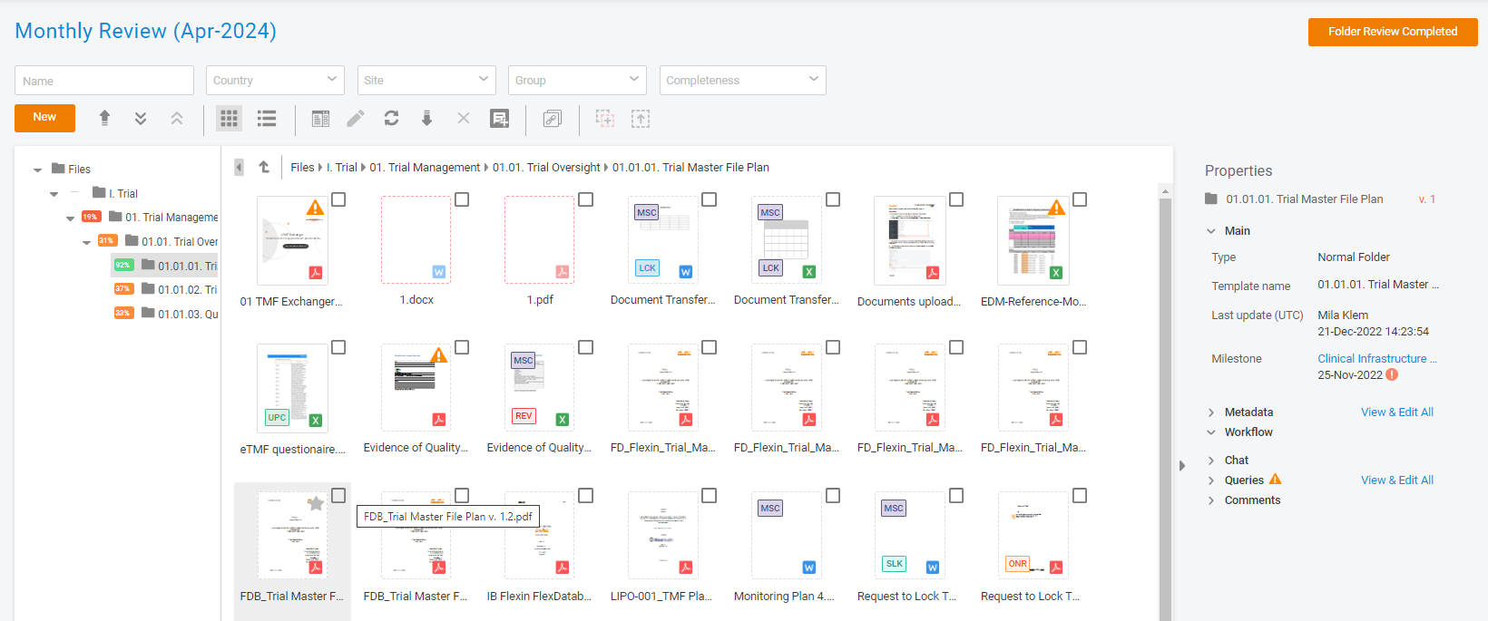 eTMF to arrange your Quality Review of Folder Completeness - Flex Databases